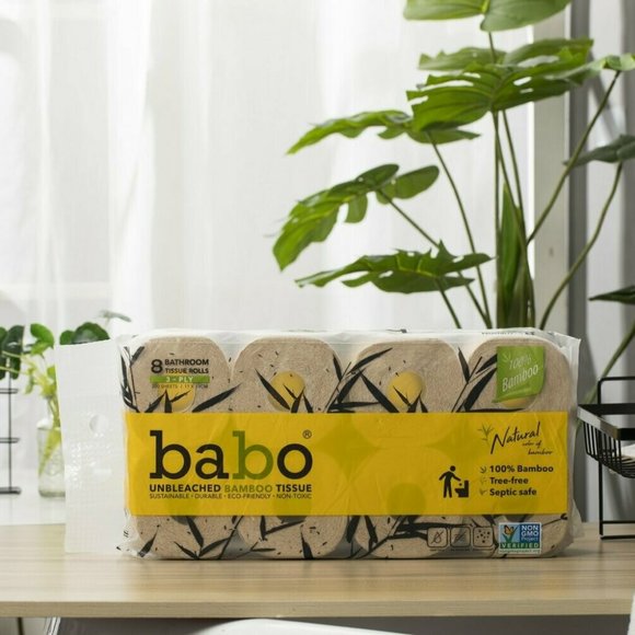 Babo | Bath | 8 Rolls Of Thick 3ply 0 Bamboo Unbleached Bathroom Tissue ...